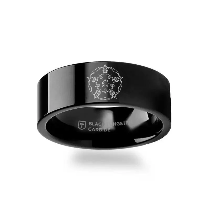 Game of Thrones Noble Houses Sigil Engraving Black Tungsten Ring Tyrel ...