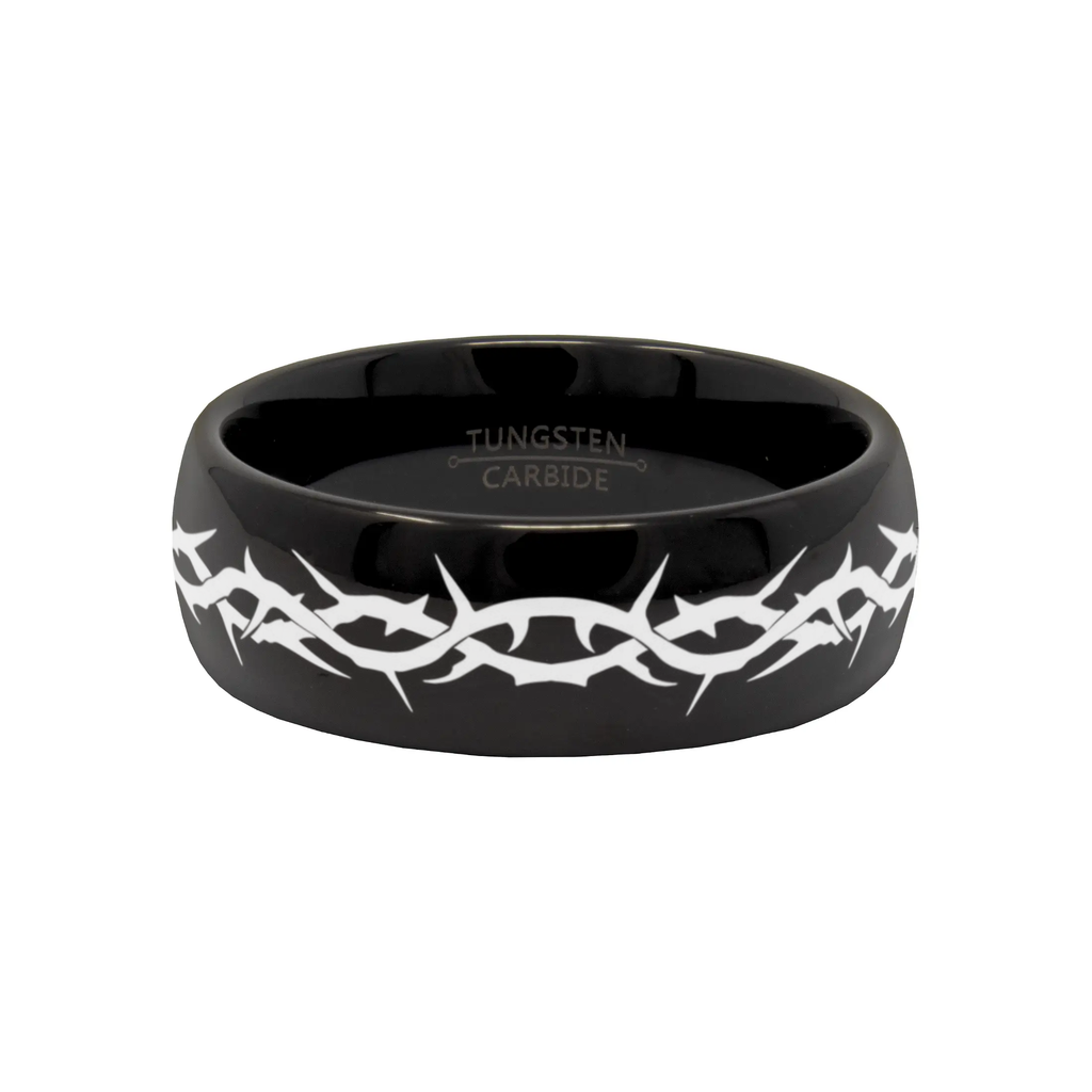 THORN CROWN Black Domed Tungsten Carbide Ring – Thorsten Rings