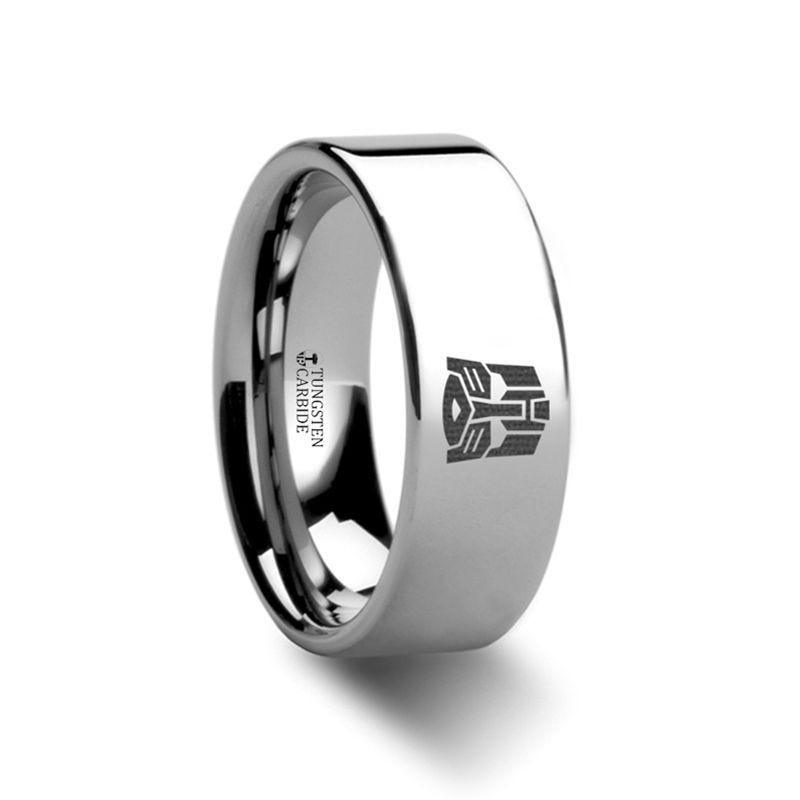 Transformers Autobots Symbol Hero Polished Tungsten Engraved Ring Jewe ...