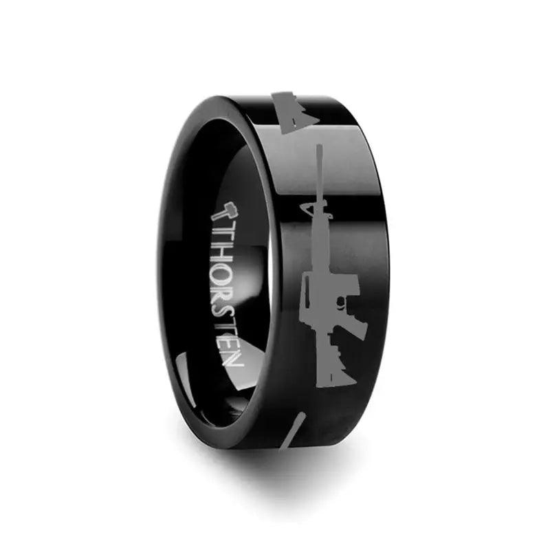AR-15 Print Design AR15 Engraved Flat Tungsten Black Ring - 4mm - 12mm ...