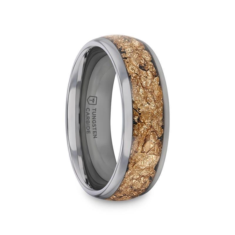 LUXE Tungsten Ring and Decorative Gold Flakes Inlay - 8mm – Thorsten Rings