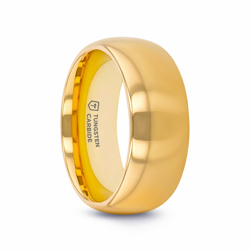 ORO Traditional Domed Gold-Plated Tungsten Carbide Wedding Ring - 4mm ...
