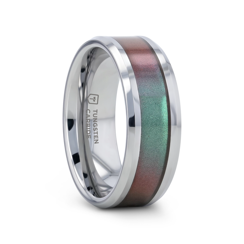 STINGRAY Tungsten Carbide Ring with Blue/Purple Color Changing Inlay ...