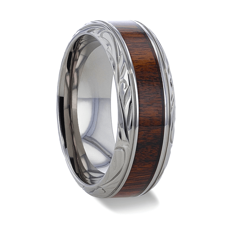 KRAFT Black Walnut Wood Inlay with Intricate Beveled Edges Titanium Po ...