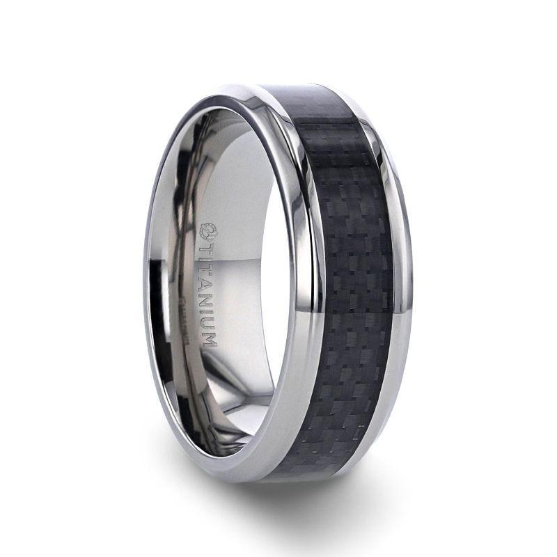 COLOSSEUM Black Carbon Fiber Inlay Titanium Wedding Band - 8mm ...