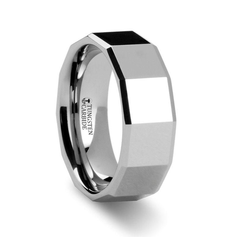 COLUMBUS Tungsten Carbide Ring with Square Facets - 8mm – Thorsten Rings