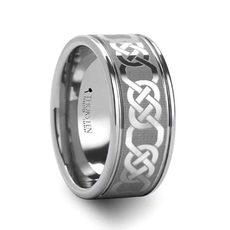 BOSTON Celtic Laser Engraved Tungsten Carbide Ring - 10mm – Thorsten Rings