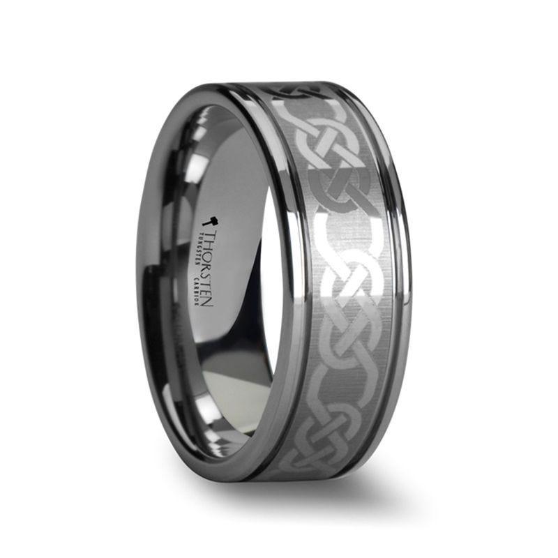 PALATINE Laser Engraved Tungsten Ring with Celtic Pattern - 6mm - 10mm ...