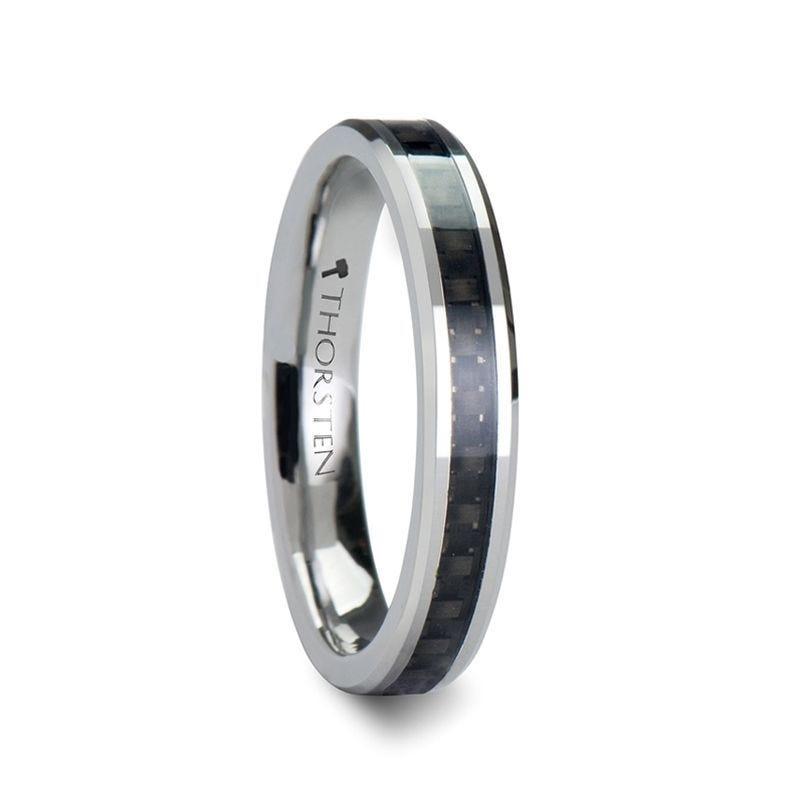 MAXIMA Beveled Tungsten Carbide Ring with Black Carbon Fiber Inlay - 4 ...