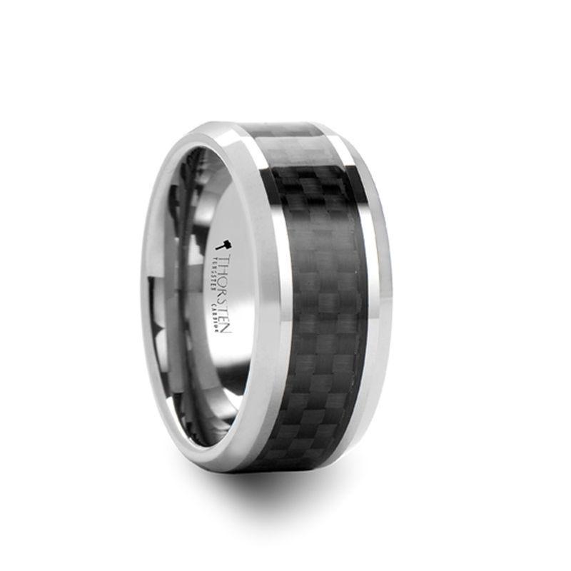 INDIANAPOLIS Black Carbon Fiber Inlay Tungsten Carbide Ring - 10mm ...