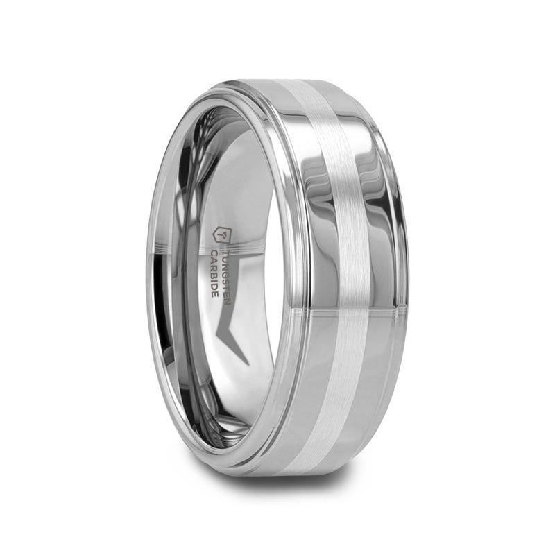 VALKYRIE Raised Center Tungsten Ring with Brushed Stripe - 6mm & 8mm ...