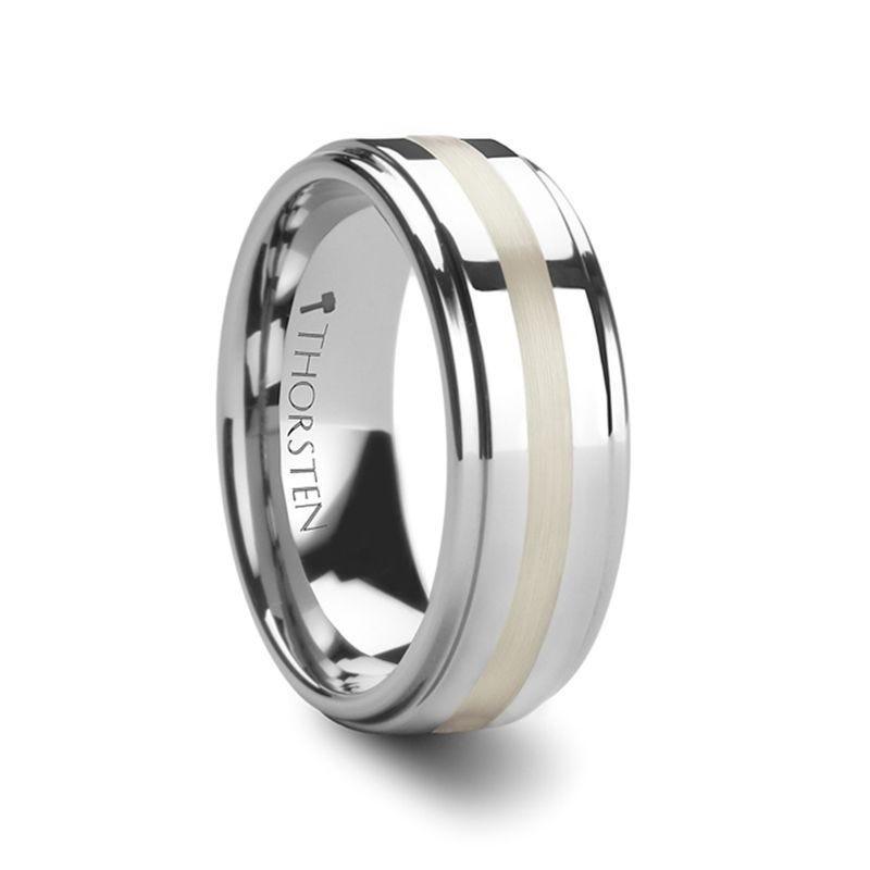 LOKI Silver Inlaid Raised Center Tungsten Carbide Ring - 8mm – Thorsten ...