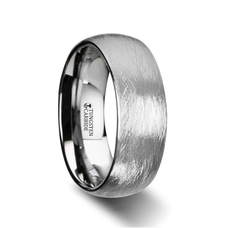 BLACKWALD Domed Tungsten Carbide Ring with Wire Brushed Finish Design ...