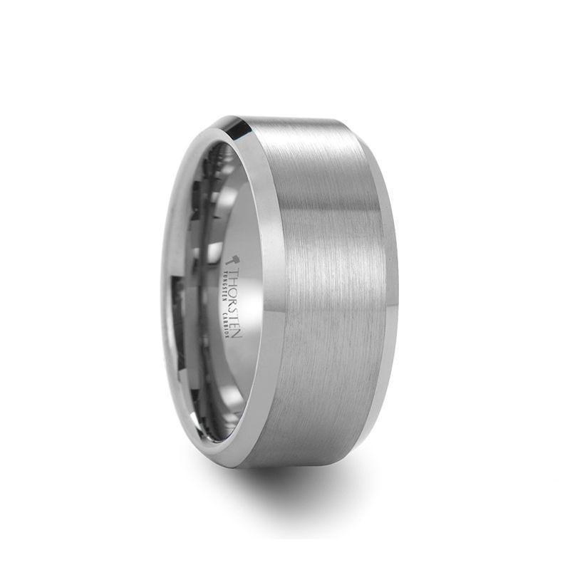 SHIPTON Tungsten Carbide Ring with Brushed Center and Beveled Edges ...