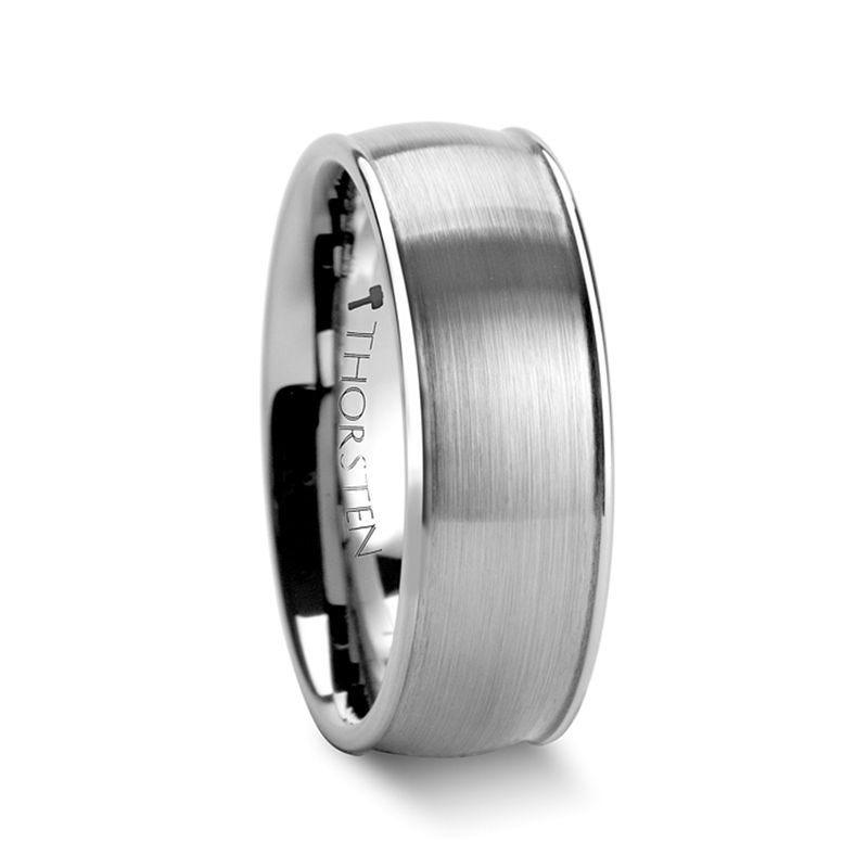 SHEFFORD Rounded Tungsten Carbide Ring with Brushed Center - 6mm & 8mm ...