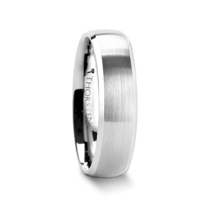 POLARIS Domed Brushed Finish Tungsten Ring with Polished Bevels - 6mm ...