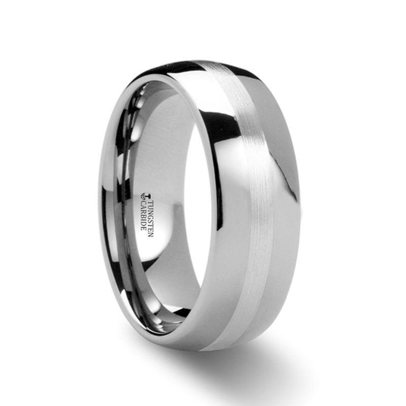 ALTHALOS Palladium Inlaid Domed Tungsten Ring- 6mm & 8mm – Thorsten Rings