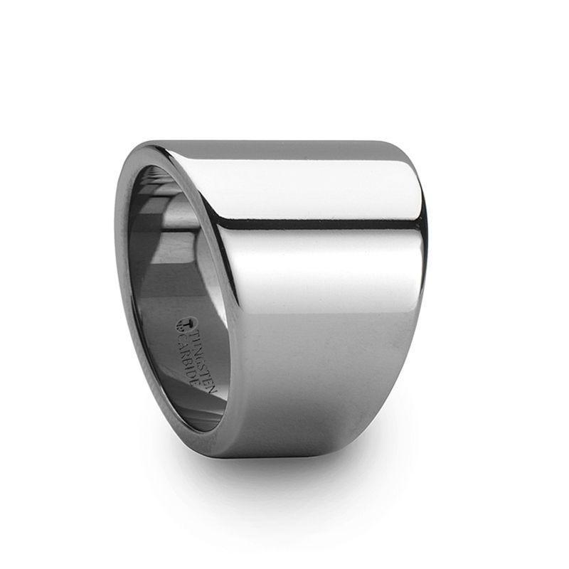 ATLANTA Flat Polished Finish Tungsten Ring with Asymmetrical Widths ...