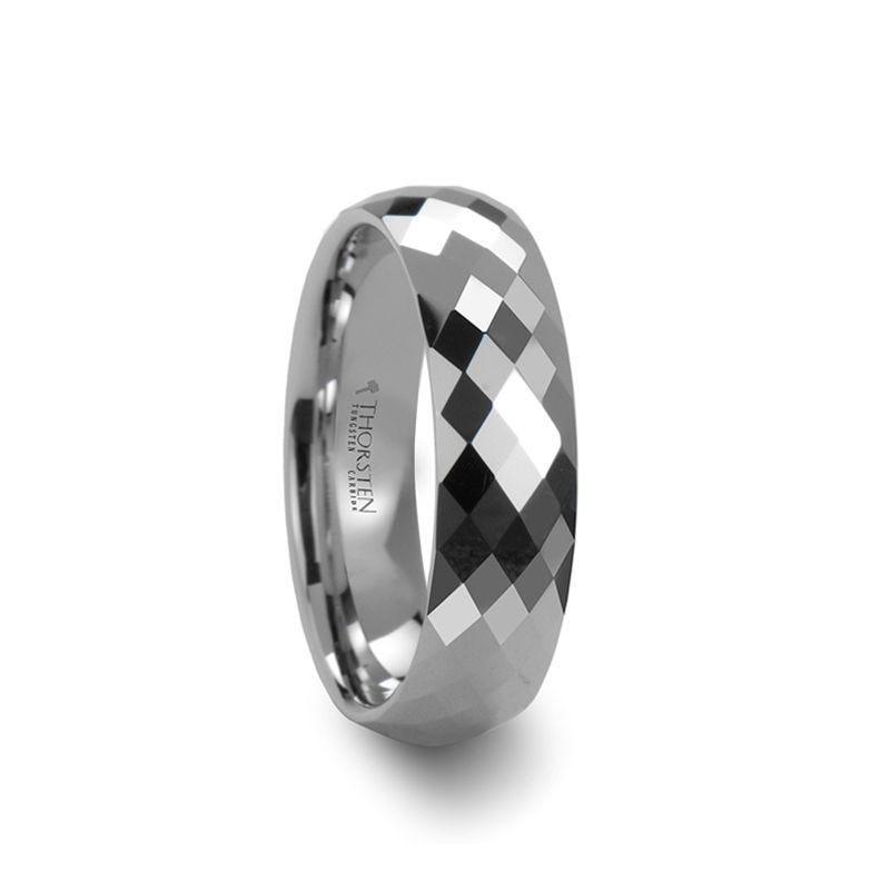 SCOTTSDALE 288 Diamond Faceted White Tungsten Ring - 2mm - 8mm ...