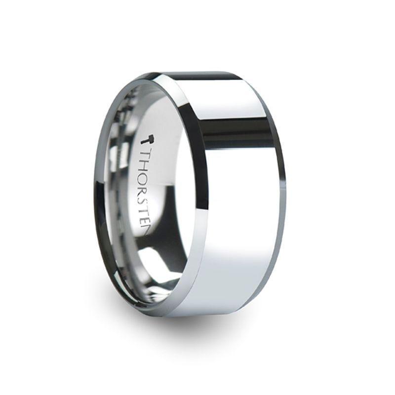 AKRON Tungsten Carbide Ring with Beveled Edges - 10mm – Thorsten Rings
