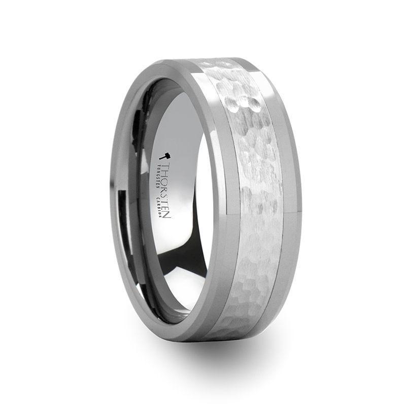 STANFORD Tungsten Ring with Hammered Finished Center - 8mm – Thorsten Rings