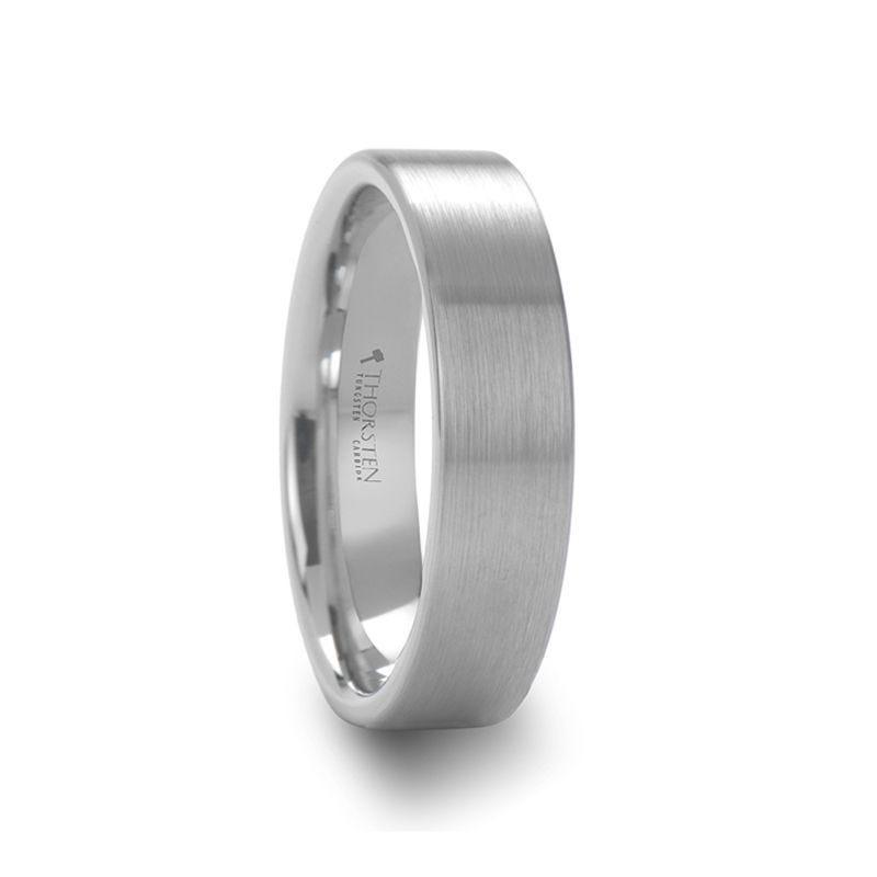 MASON Flat Brush Finished White Tungsten Wedding Ring - 2mm - 8mm ...