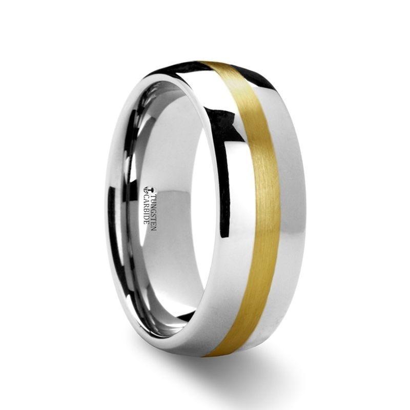 CENTURION 14K Gold Inlaid Domed Tungsten Ring 6mm or 8mm – Thorsten Rings