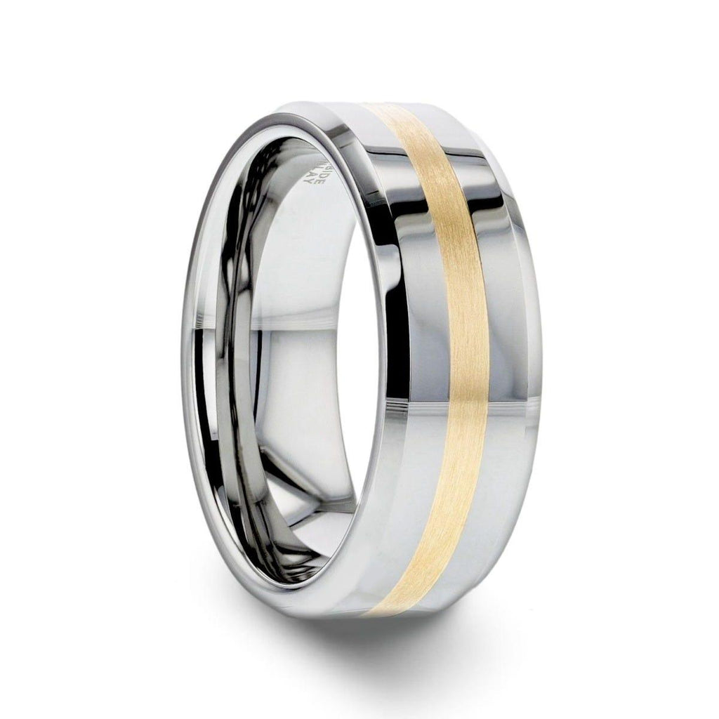 LEGIONAIRE Gold Inlaid Beveled Tungsten Ring - 6mm & 8mm – Thorsten Rings