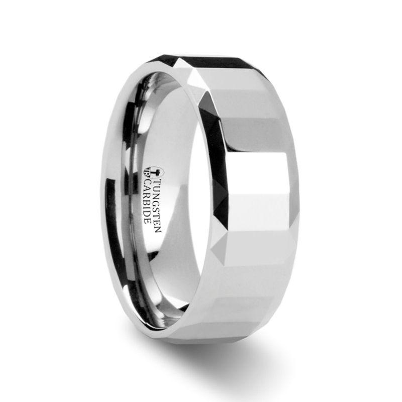 CHAMPAIGN Tungsten Carbide Ring with Rectangular Facets - 8 mm ...